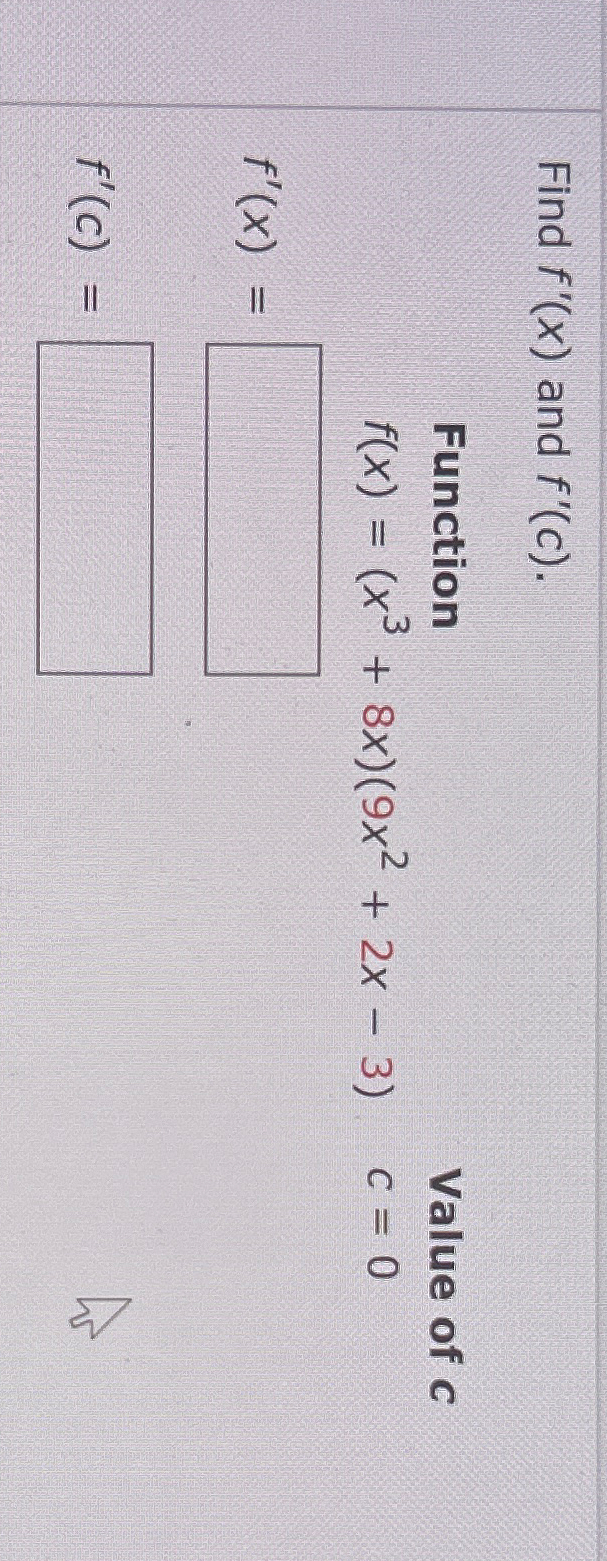 Solved Find f'(x) ﻿and | Chegg.com