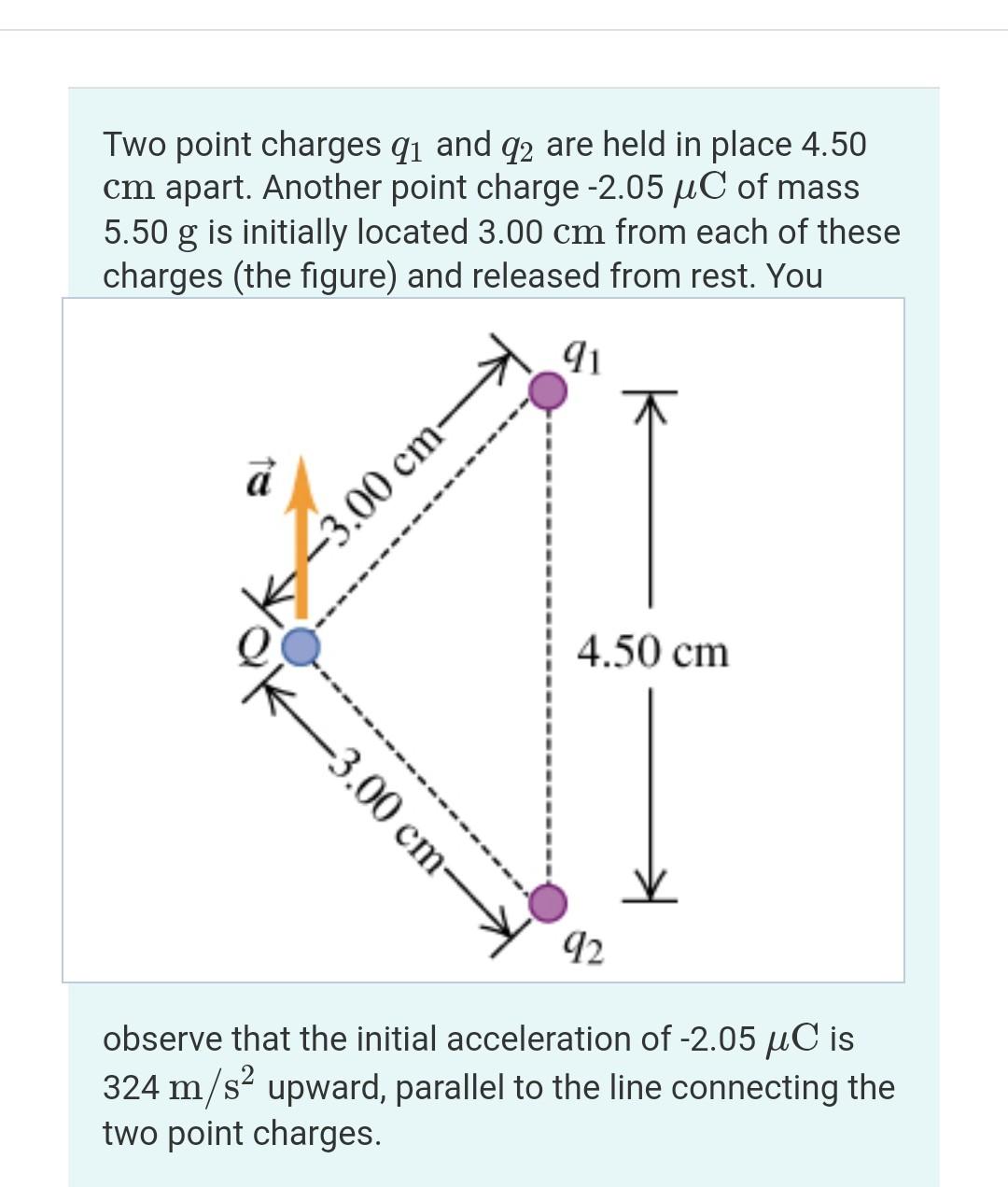 Solved Two point charges q1 and q2 are held in place 4.50 cm | Chegg.com