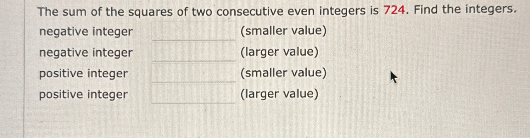 Solved The sum of the squares of two consecutive even | Chegg.com