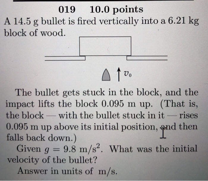 Solved 017 10.0 points A 23.4 g bullet is fired horizontally | Chegg.com