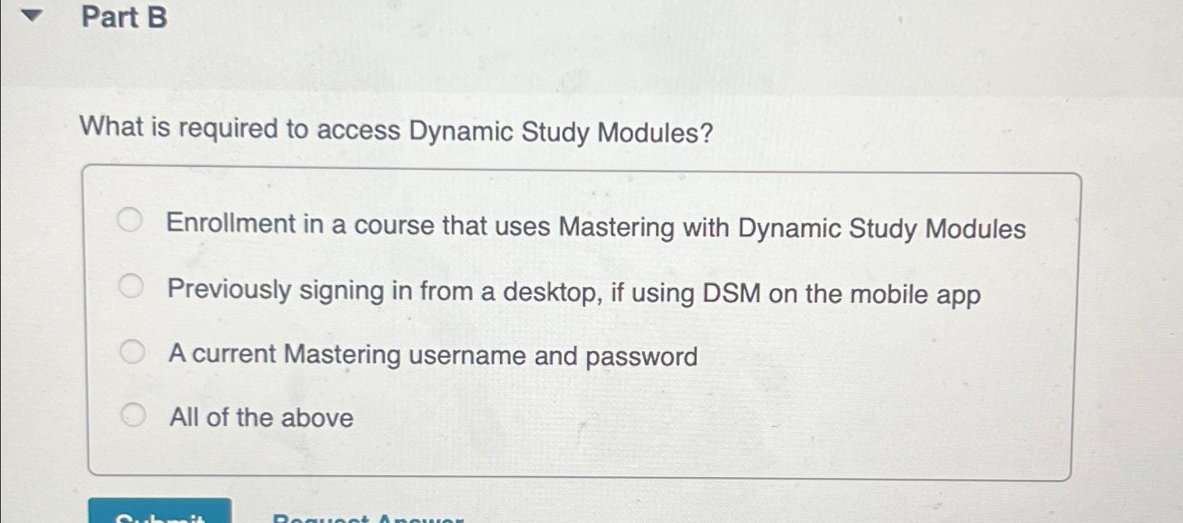 Solved Part BWhat is required to access Dynamic Study | Chegg.com