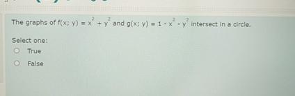 Solved The graphs of f(x;y)=x2+y2 ﻿and g(x;y)=1-x2-y2 | Chegg.com