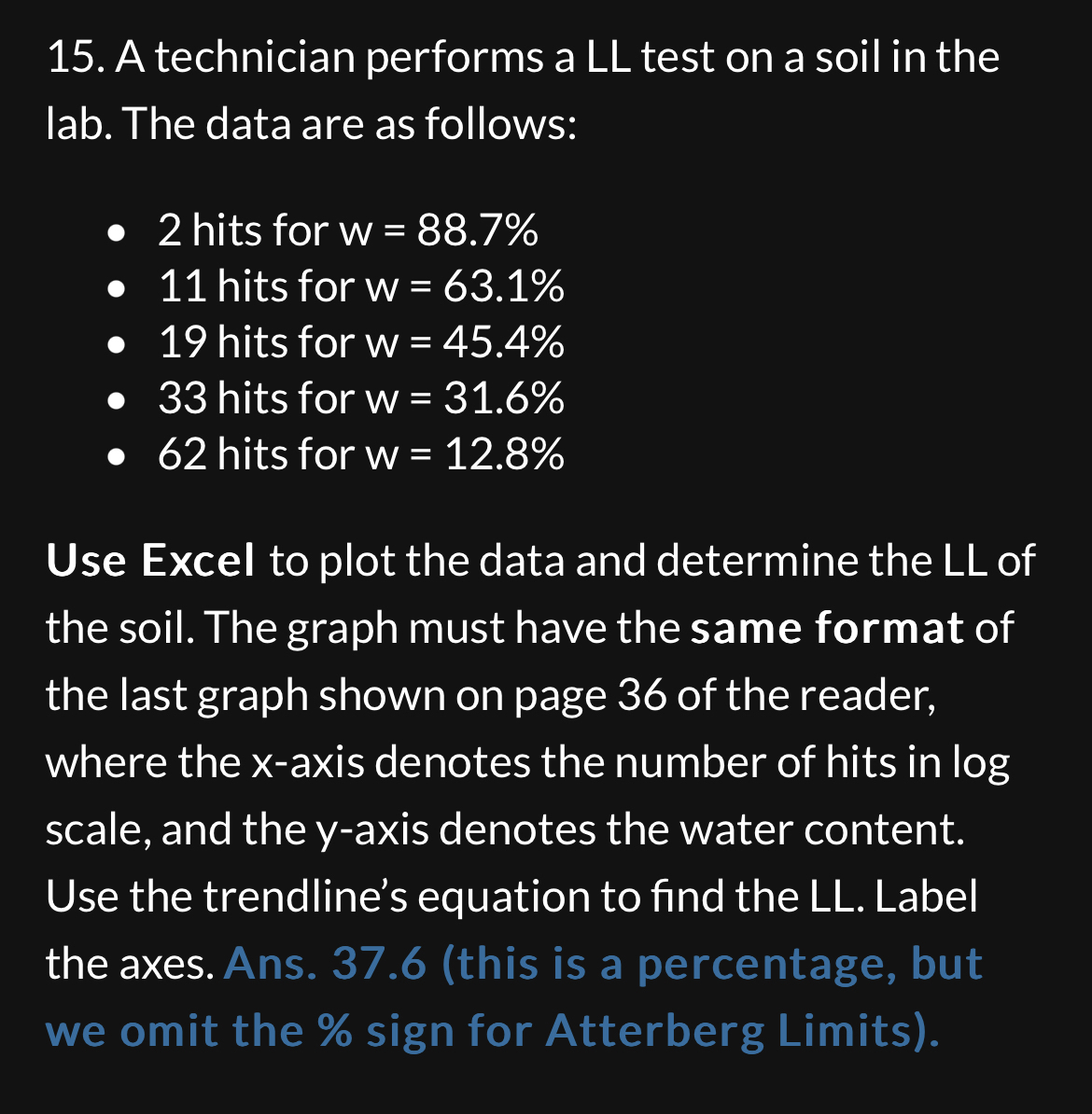 Solved A technician performs a LL test on a soil in the lab. | Chegg.com