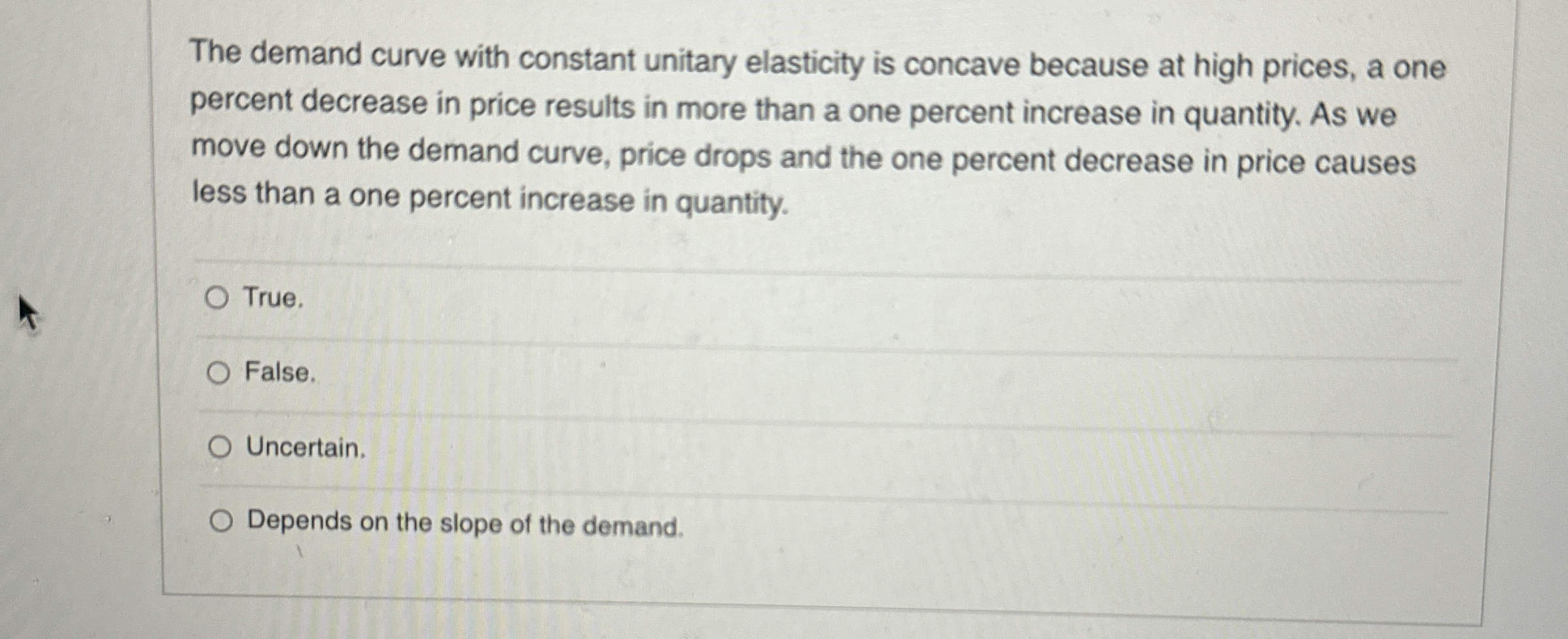 Solved The demand curve with constant unitary elasticity is | Chegg.com