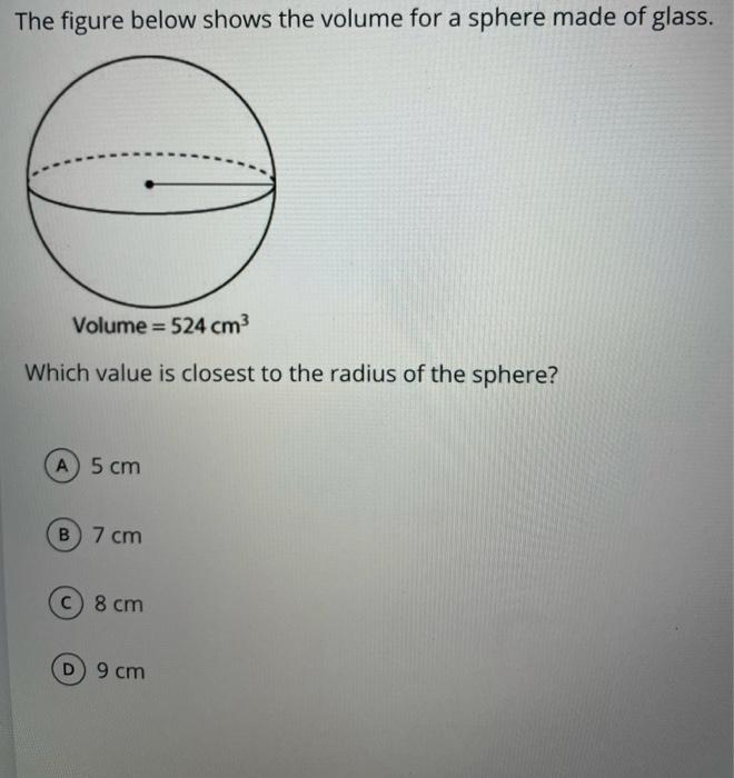 Solved The figure below shows the volume for a sphere made | Chegg.com