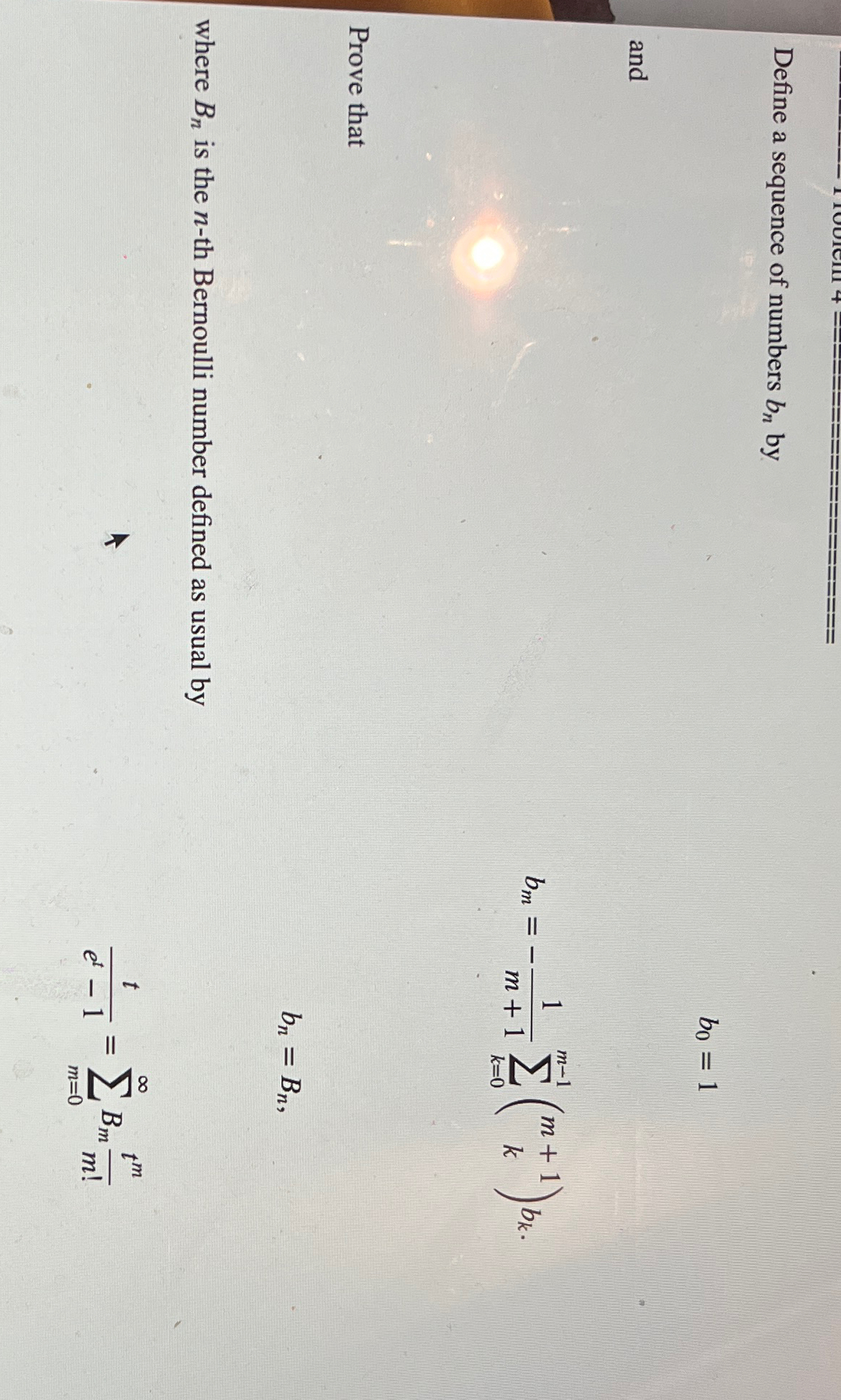 Solved Define a sequence of numbers bn | Chegg.com