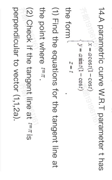 Solved 14.A parametric curve W.R.T parameter t has the form | Chegg.com