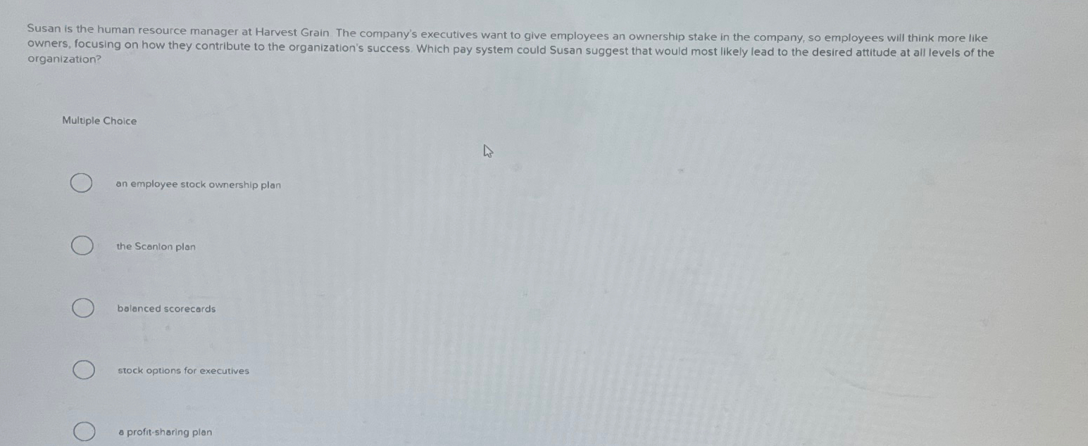 Solved organization?Multiple Choicean employee stock | Chegg.com