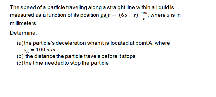 Solved The speed of a particle traveling along a straight | Chegg.com
