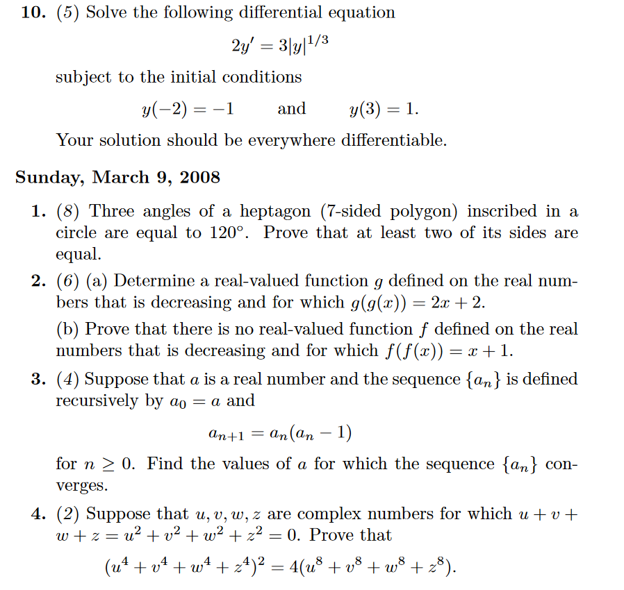 Solved (5) ﻿Solve the following differential | Chegg.com