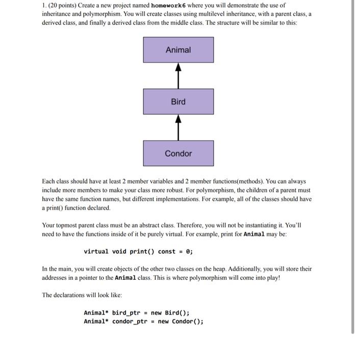 Solved 1. (20 points) Create a new project named homework6 | Chegg.com