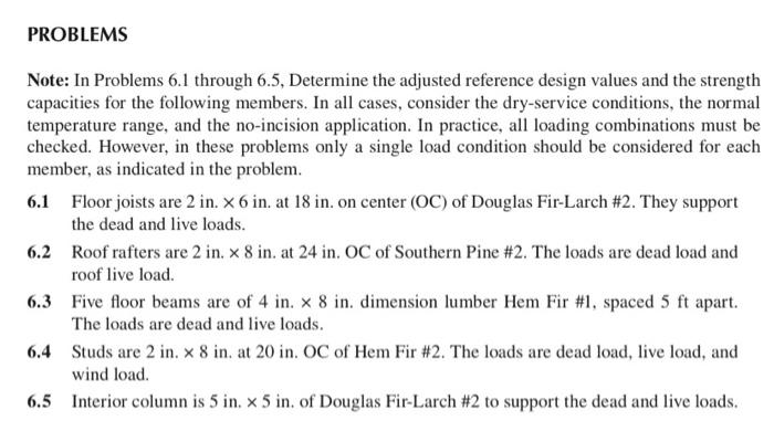 Solved PROBLEMS Note: In Problems 6.1 through 6.5, Determine | Chegg.com