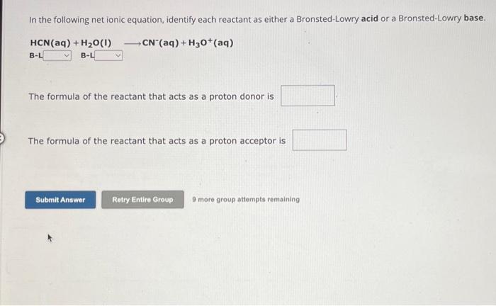 Solved In the following net ionic equation, identify each | Chegg.com