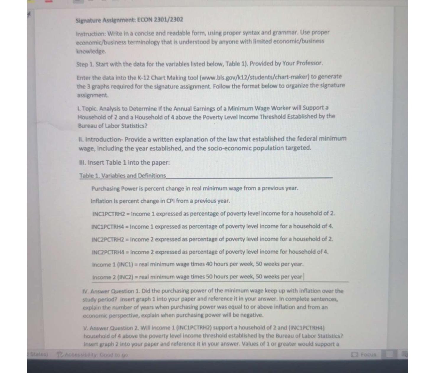 Solved Signature Assignment: ECON 2301/2302thstruction: | Chegg.com