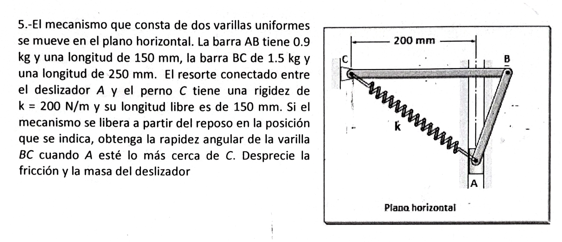 5.-El mecanismo que consta de dos varillas uniformes | Chegg.com