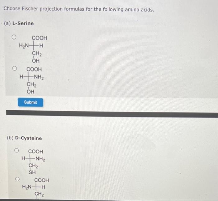 Solved Choose Fischer projection formulas for the following | Chegg.com
