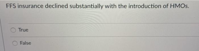 Solved FFS insurance declined substantially with the | Chegg.com