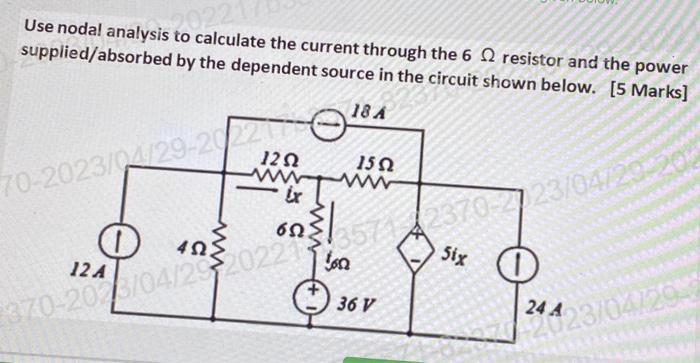 Solved Use nodal analysis to calculate the current through | Chegg.com
