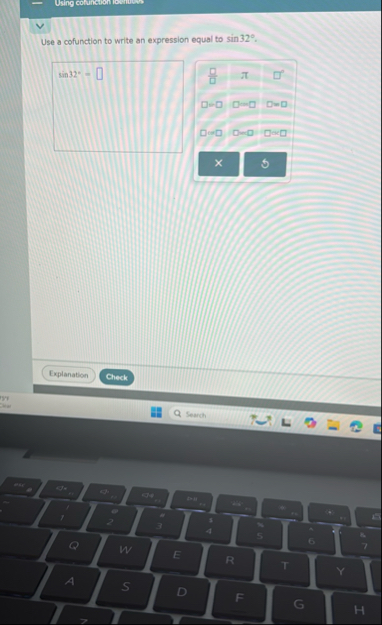 Solved Use a cofunction to write an expression equal to | Chegg.com