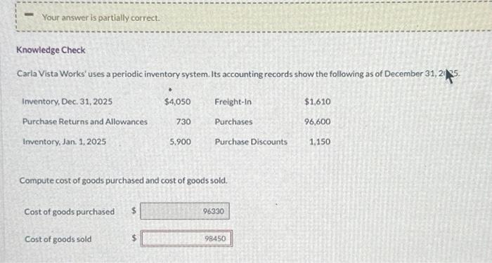 Solved Carla Vista Works' uses a periodic inventory system. | Chegg.com