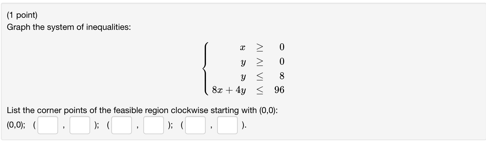 Solved (1 ﻿point)Graph the system of | Chegg.com