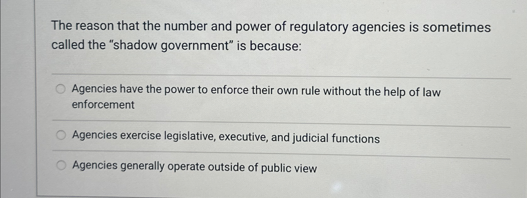 Solved The reason that the number and power of regulatory | Chegg.com