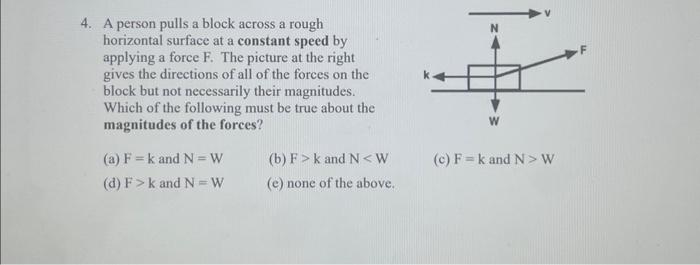 Solved 4. A person pulls a block across a rough horizontal | Chegg.com