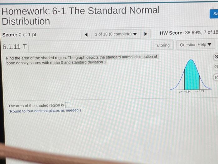 Solved Sa Homework: 6-1 The Standard Normal Distribution | Chegg.com