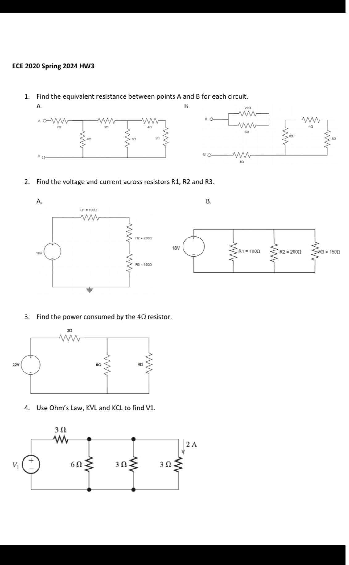 Solved ECE 2020 ﻿Spring 2024 ﻿HW3Find the equivalent | Chegg.com