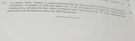 Solved winding then calculate the line value of induced emf. | Chegg.com
