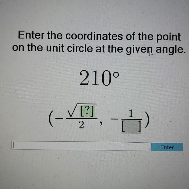 Solved Enter the coordinates of the point on the unit circle | Chegg.com