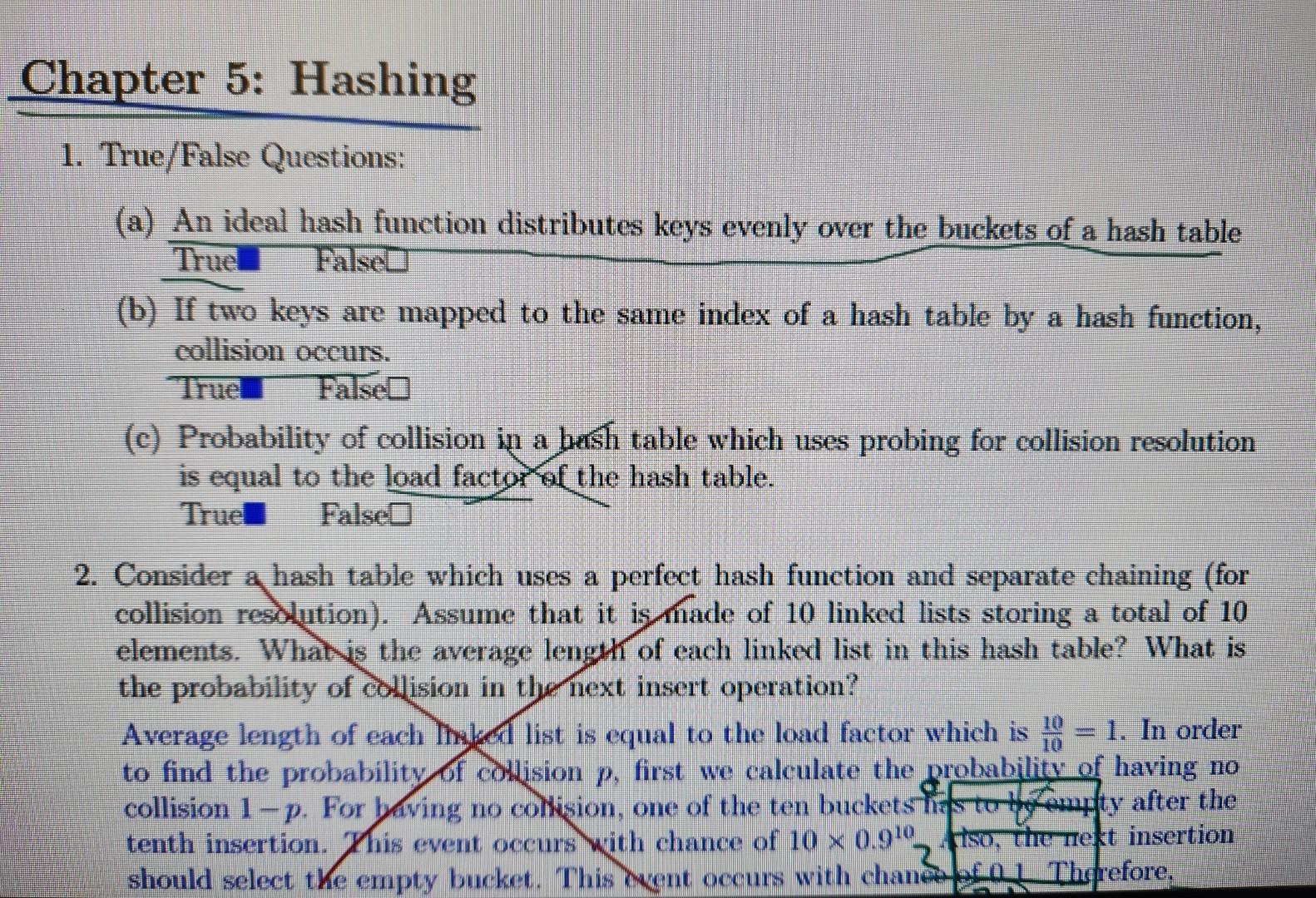 Solved (a) An ideal hash function distributes keys evenly | Chegg.com