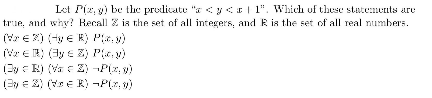 Solved Let P(x,y) ﻿be the predicate | Chegg.com
