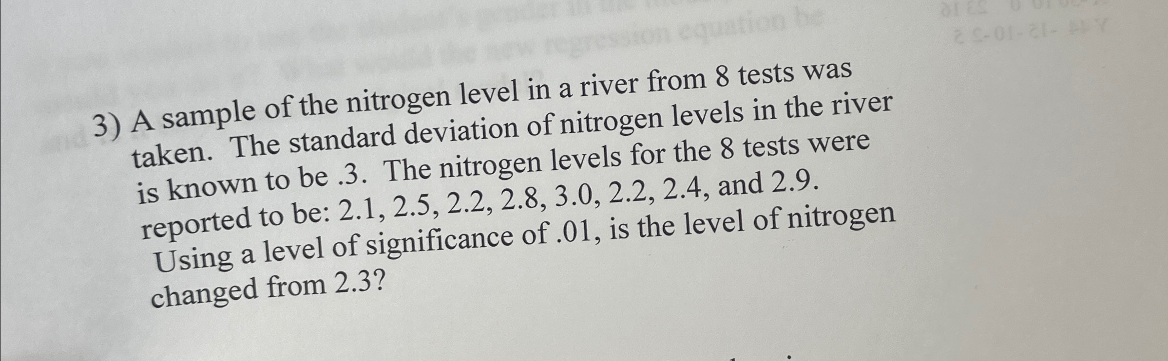 Solved A sample of the nitrogen level in a river from 8 | Chegg.com