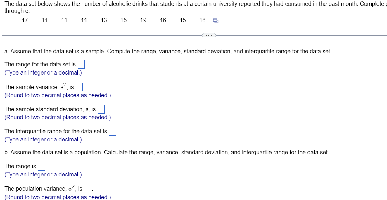Solved b. ﻿Assume the data set is a population. Calculate | Chegg.com
