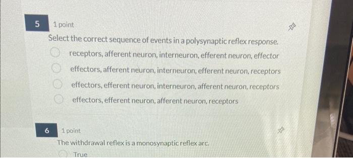 Solved 5 1 point. Select the correct sequence of events in a | Chegg.com