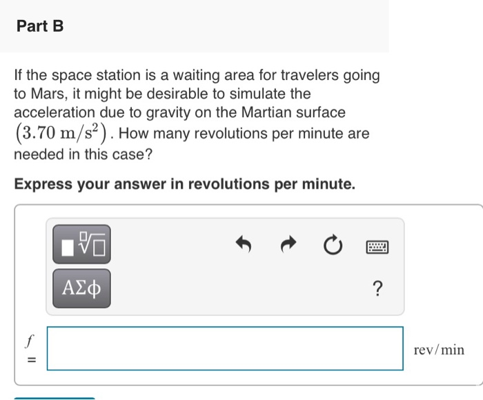 Solved Part A If the diameter of the space station is 900 m | Chegg.com
