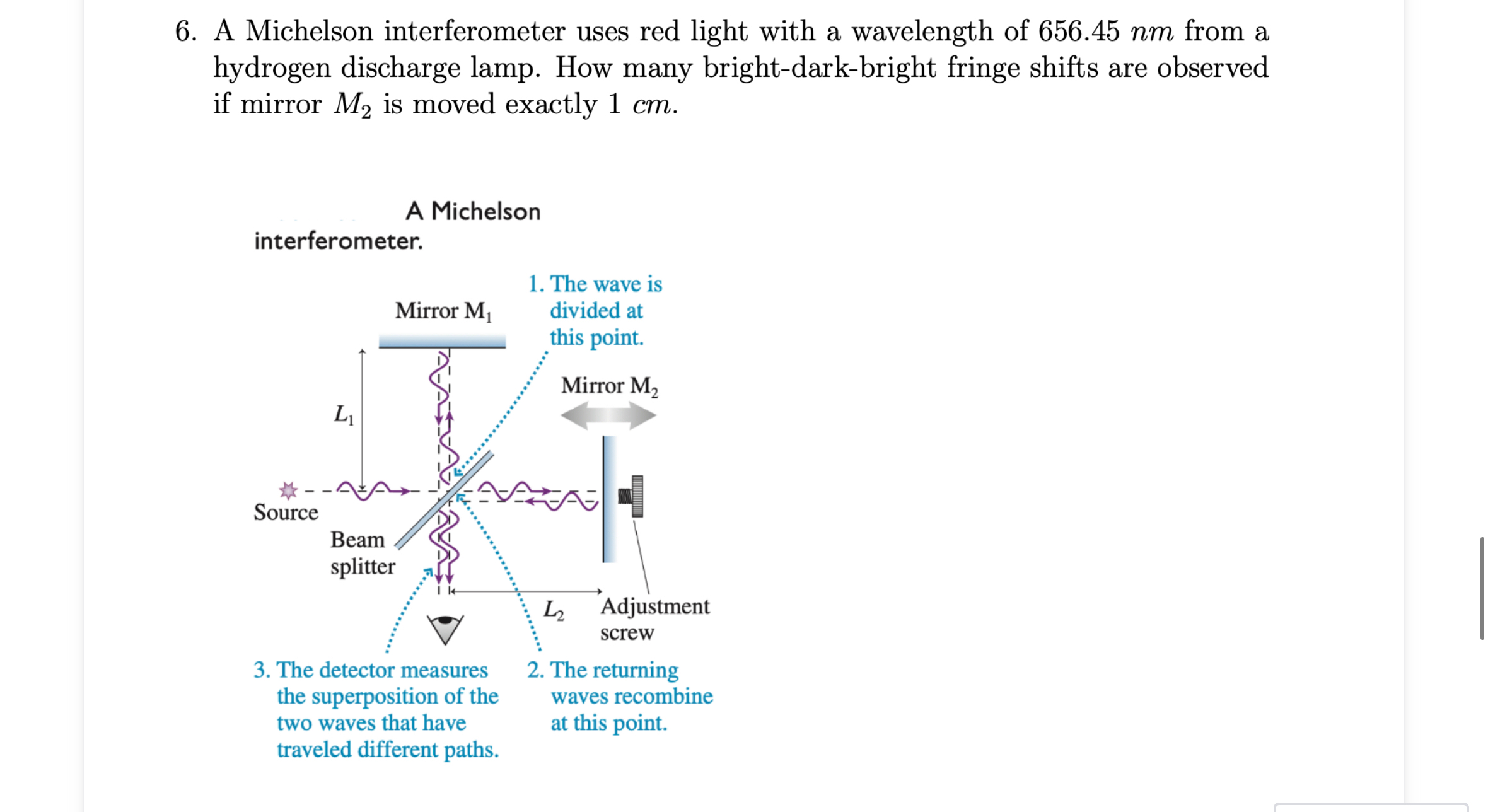 Solved A Michelson interferometer uses red light with a | Chegg.com