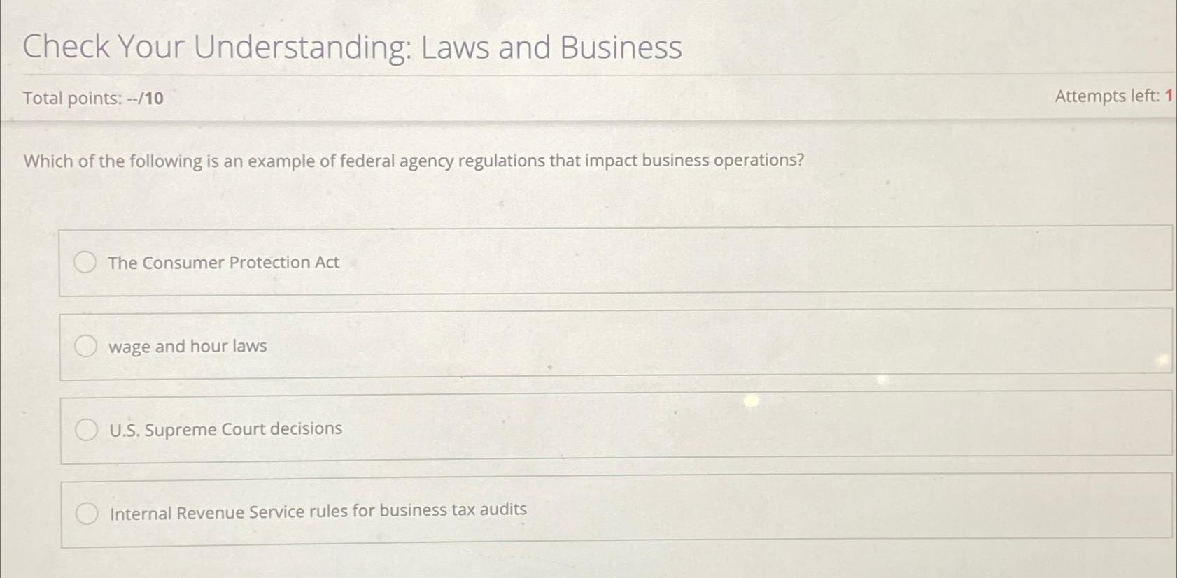 Solved Check Your Understanding: Laws and BusinessTotal | Chegg.com