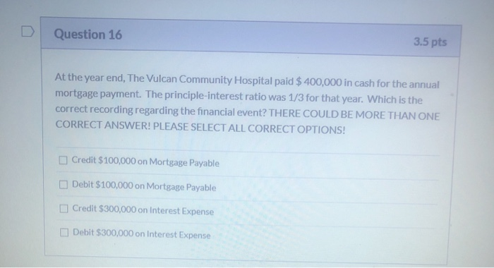Solved Question 20 3.5 pts In Vulcan Community Hospital, | Chegg.com