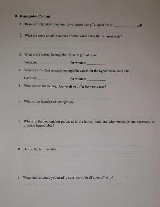 CHARACTERISTICS OF HUMAN BLOOD (5 pts) Name: Lab | Chegg.com