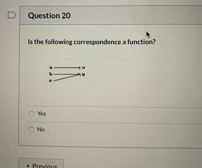 Solved Question 20 Is the following correspondence a | Chegg.com