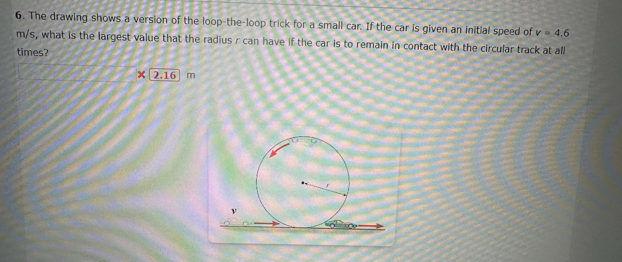 Solved 6. ﻿The drawing shows a version of the loop-the-loop | Chegg.com