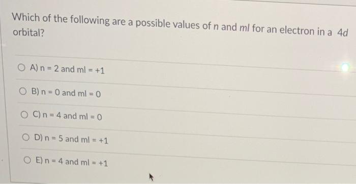 Solved Which of the following are a possible values of n and | Chegg.com