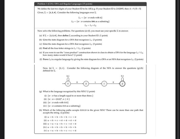 Solved We define the last two digits of your Student ID to | Chegg.com