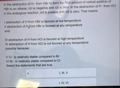 Solved In the abstraction of H* ﻿from HBr to form the final | Chegg.com