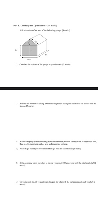 Solved Part B. Geometry and Optimization - 114 marks 1. | Chegg.com