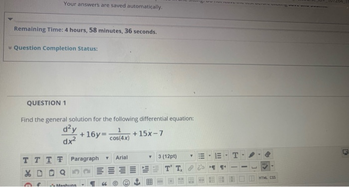 Solved Your answers are saved automatically. Remaining Time: | Chegg.com