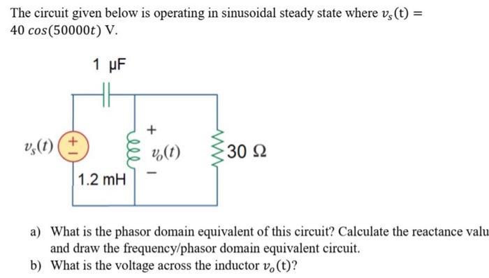 Solved The circuit given below is operating in sinusoidal | Chegg.com