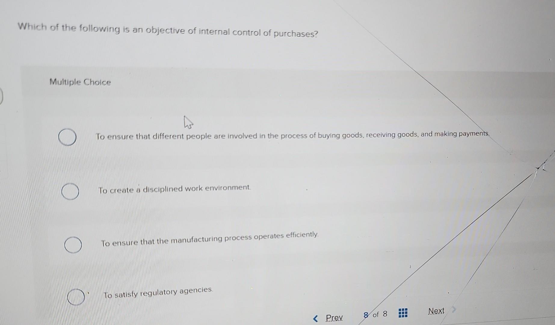 Solved Which of the following is an objective of internal | Chegg.com